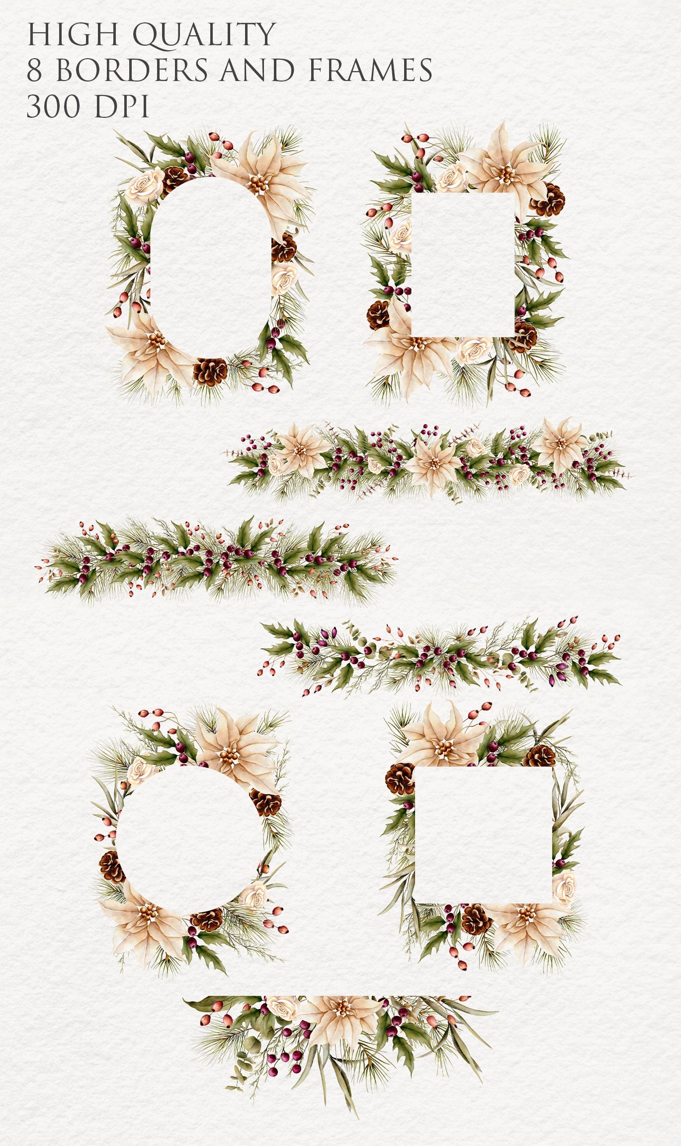 Boho Christmas Watercolor Clipart Collection. 103 Hand Drawn - Etsy