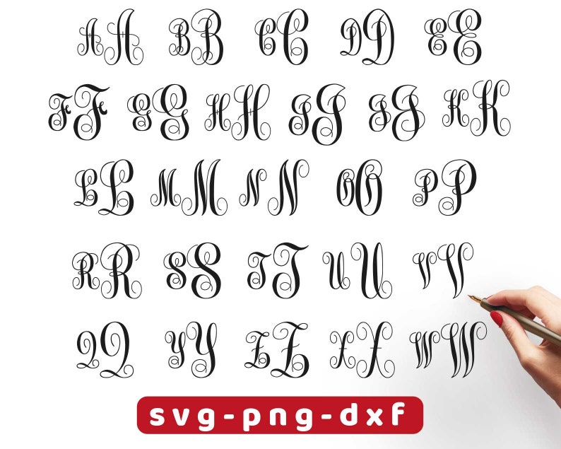 Fancy Monogram SVG Monogram SVG Digital Download for Cricut - Etsy