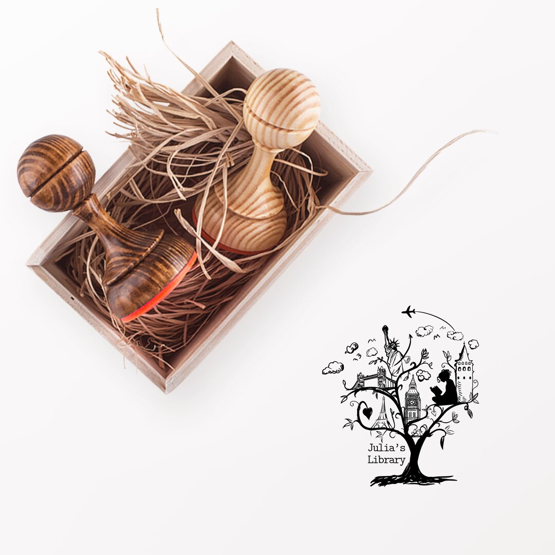 Unique Tree Ex Libris Stamp - Book Library Stamp - Bookplate Stamp Gift ...