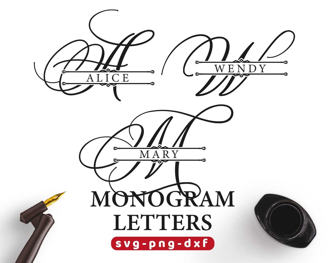 Split Monogram SVG/DXF/PNG, A-Z Alphabet, Split Monogram Frame Alphabet ...