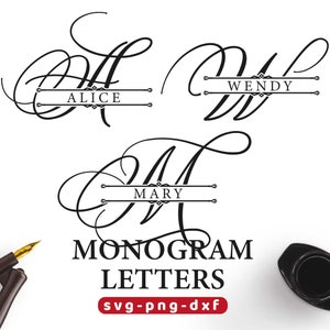 Split Monogram SVG/DXF/PNG, A-Z Alphabet, Split Monogram Frame Alphabet ...