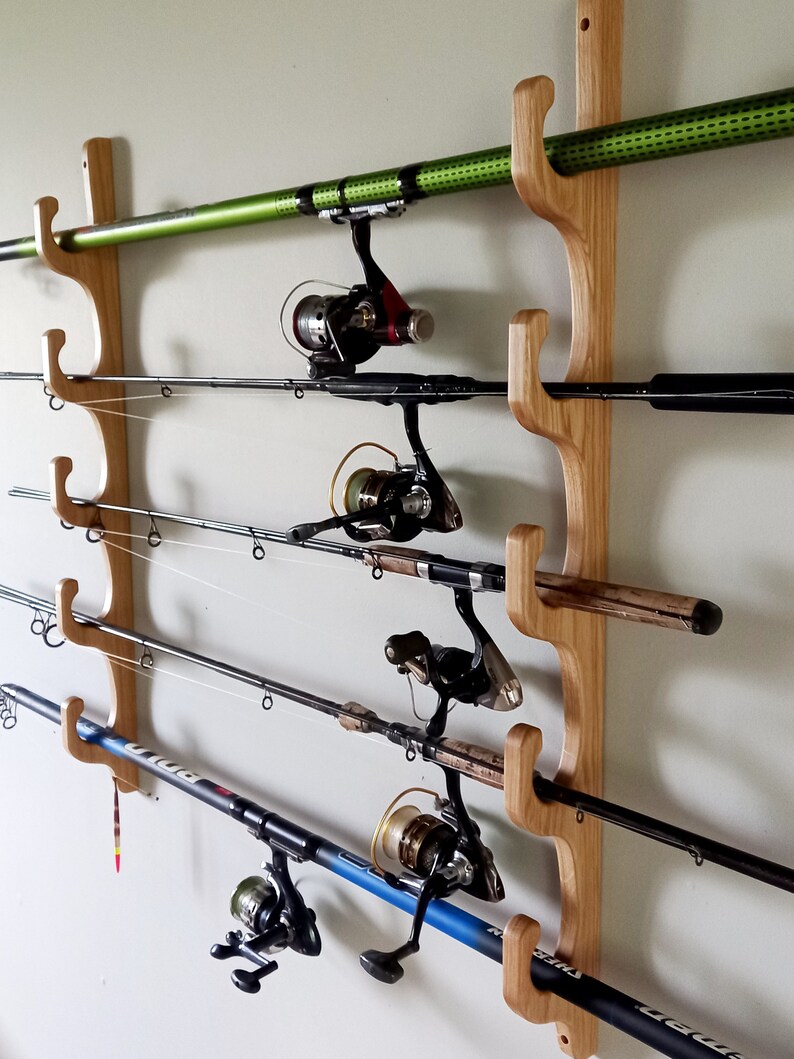Fishing Rod Rack / Universal Mounting / Solid Oak Tree | Etsy