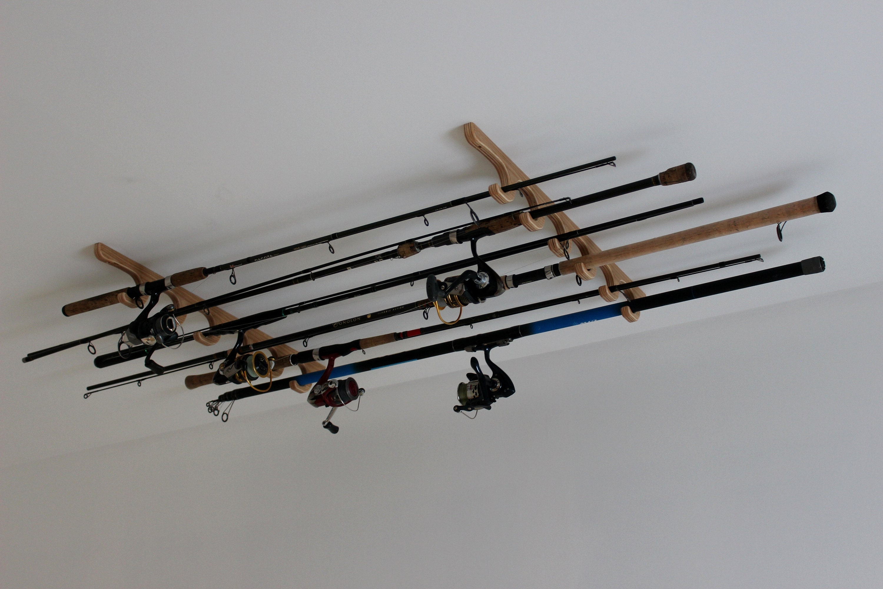 Fishing Rod Rack Wall / Ceiling Mounted Organizer Birch | Etsy