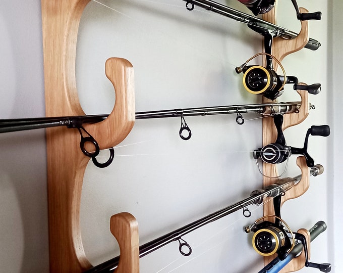Fishing Rod Rack / Universal Mounting / Solid Oak Wood - Etsy