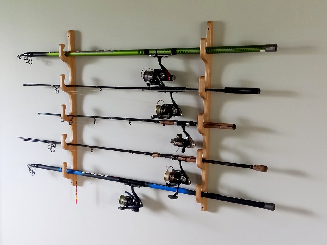 Fishing Rod Rack / Universal Mounting / Solid Oak Tree | Etsy