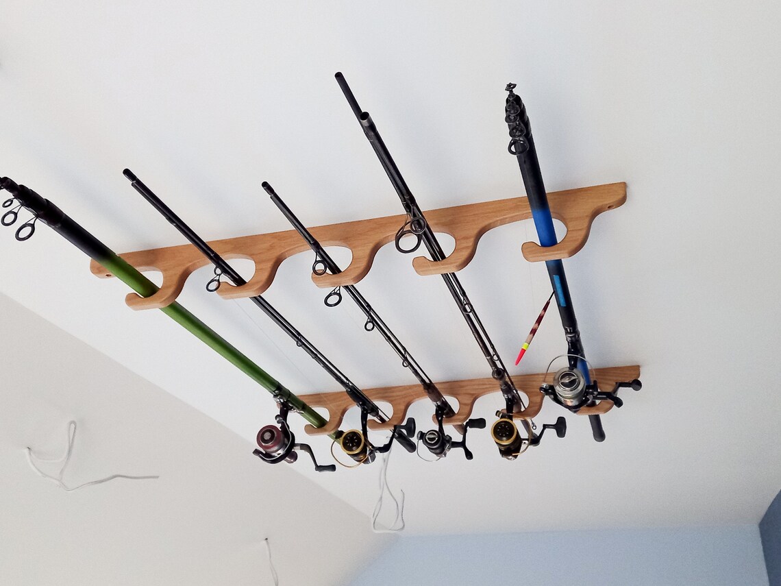 Fishing Rod Rack / Universal Mounting / Solid Oak Tree | Etsy