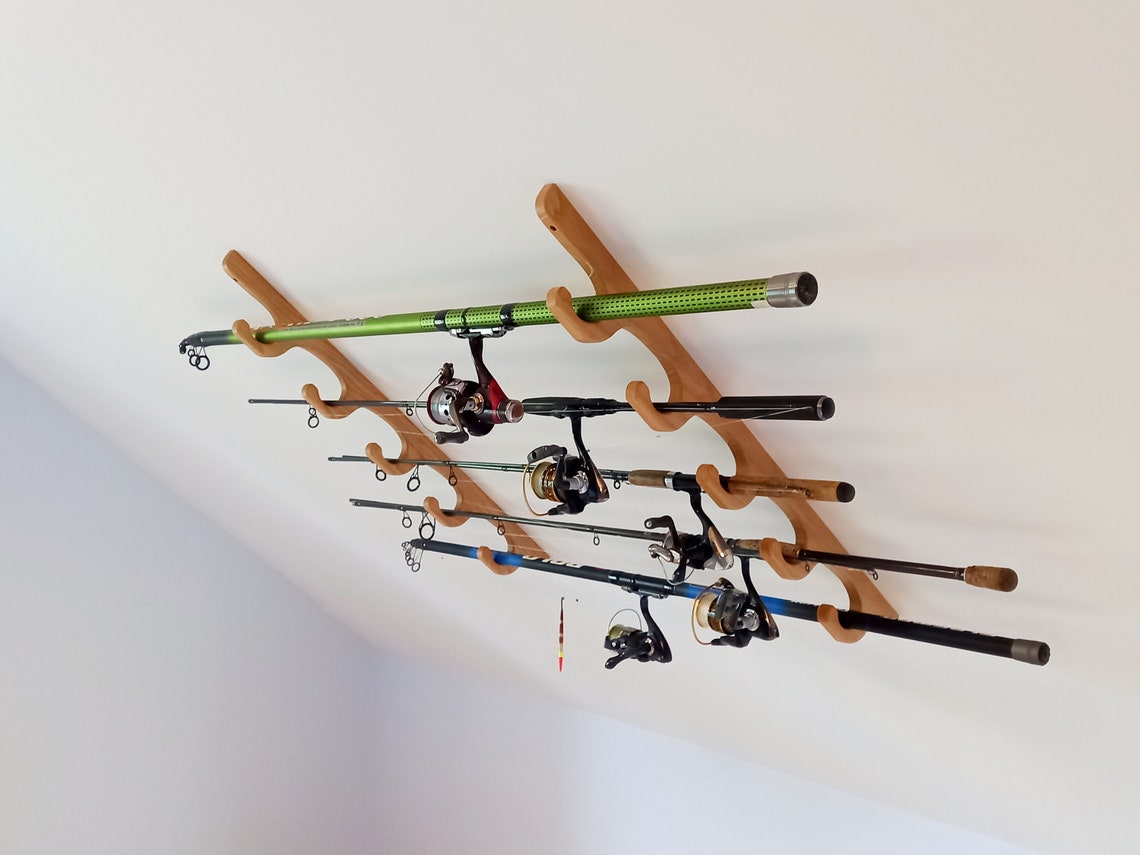 Fishing Rod Rack / Universal Mounting / Solid Oak Tree | Etsy