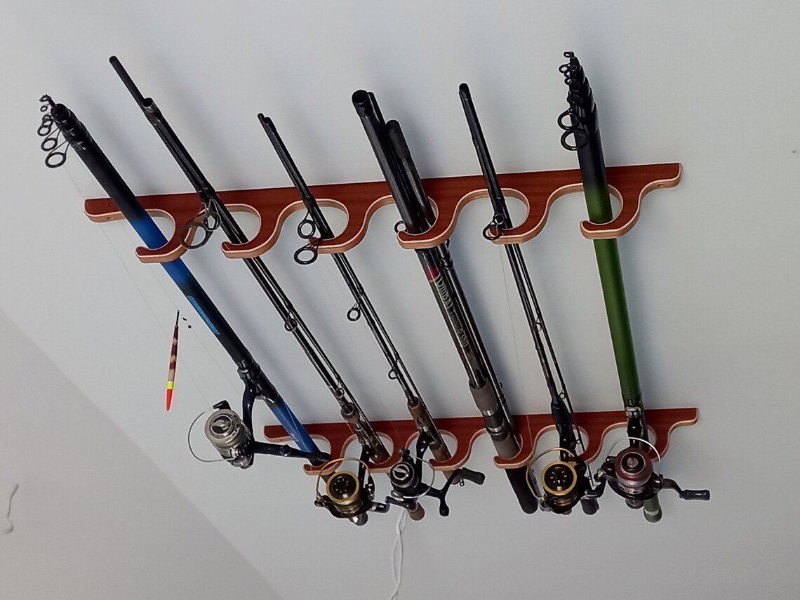 Fishing Rod Rack Wall / Ceiling Mounted Organizer Birch | Etsy