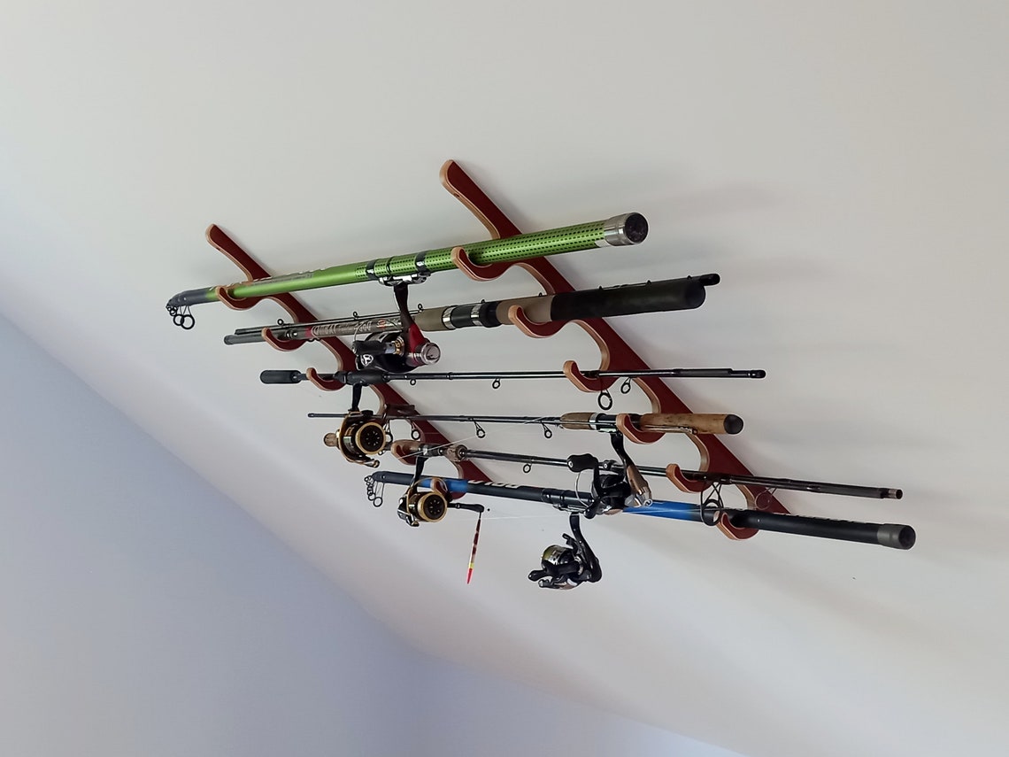 Fishing Rod Rack Wall / Ceiling Mounted Organizer Birch | Etsy