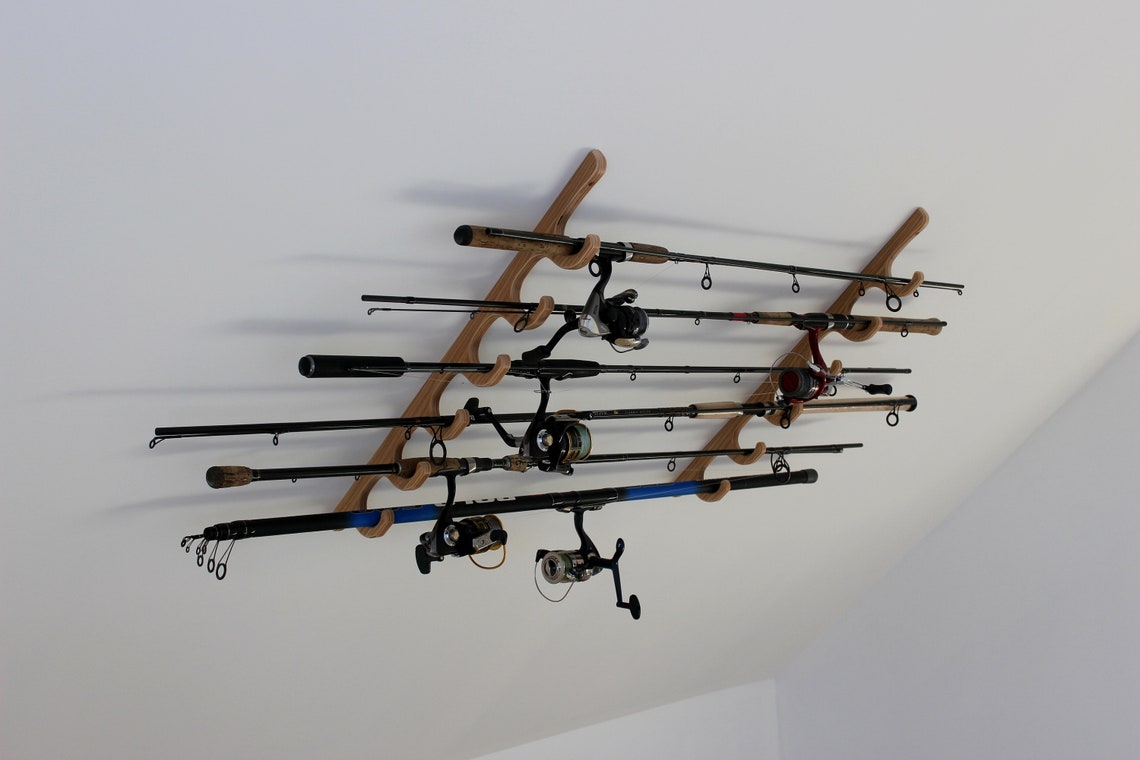 Fishing Rod Rack Wall / Ceiling Mounted Organizer Birch | Etsy