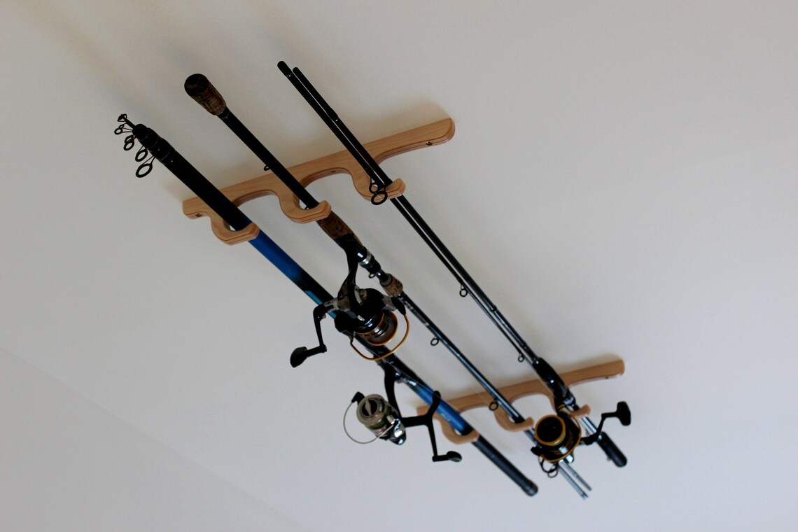 Fishing Rod Rack Wall / Ceiling Mounted Organizer Birch - Etsy