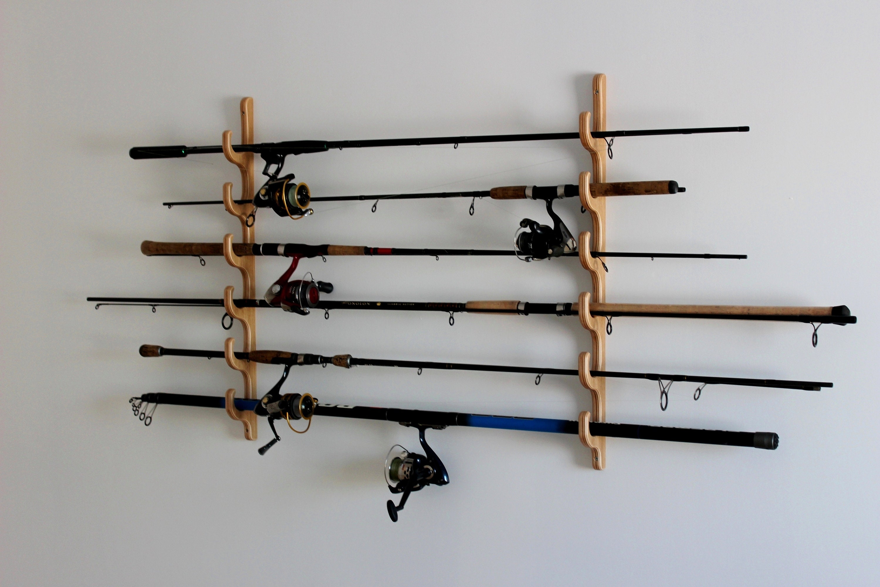 Fishing Rod Rack Wall / Ceiling Mounted Organizer Birch | Etsy