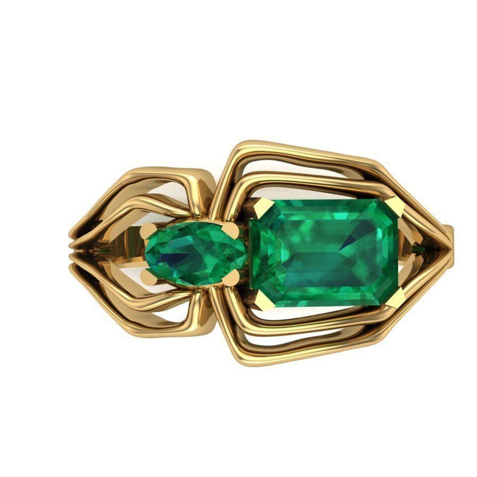 14kt Gold Over Emerald Spider Ring Victorian Jewelry Silver - Etsy