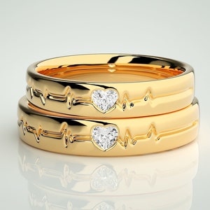 14k Gold Over Heartbeat Ring Lifeline Pulse Ring Minimalist - Etsy