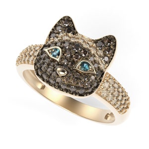 Siamese Kitten Ring Sterling Silver Cat Ring Cat Jewelry Hip Hop Ring ...
