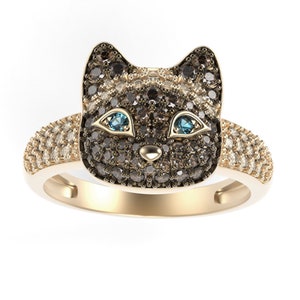 Siamese Kitten Ring Sterling Silver Cat Ring Cat Jewelry Hip Hop Ring ...