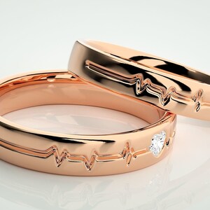 14k Gold Over Heartbeat Ring Lifeline Pulse Ring Minimalist - Etsy