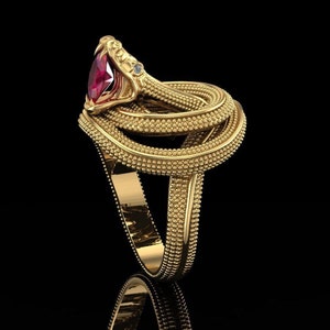 14kt Gold Over Snake Ring Snake Ruby in Teeth Ring Ruby - Etsy Canada