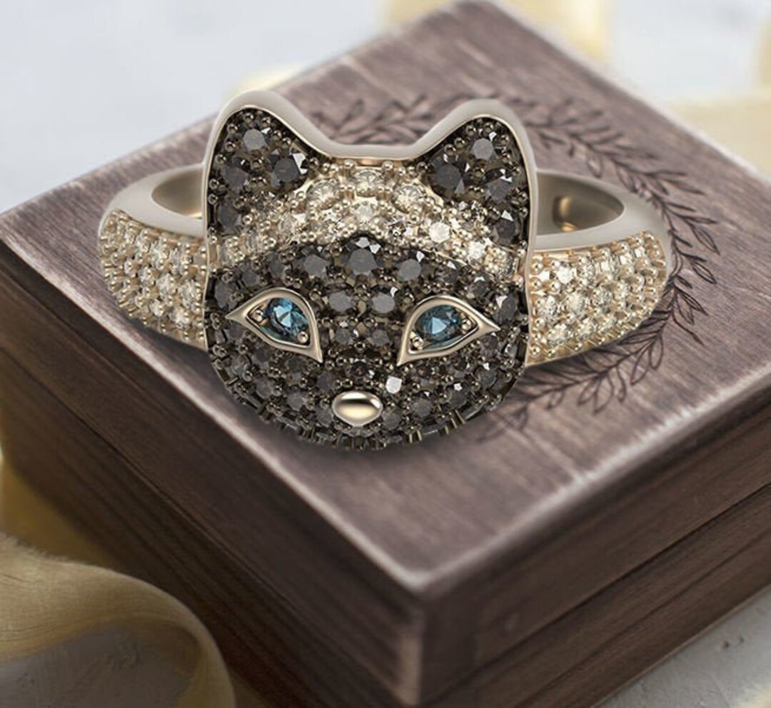 Siamese Kitten Ring Sterling Silver Cat Ring Cat Jewelry Hip Hop Ring ...