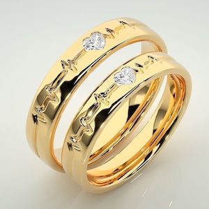 14k Gold Over Heartbeat Ring Lifeline Pulse Ring Minimalist - Etsy