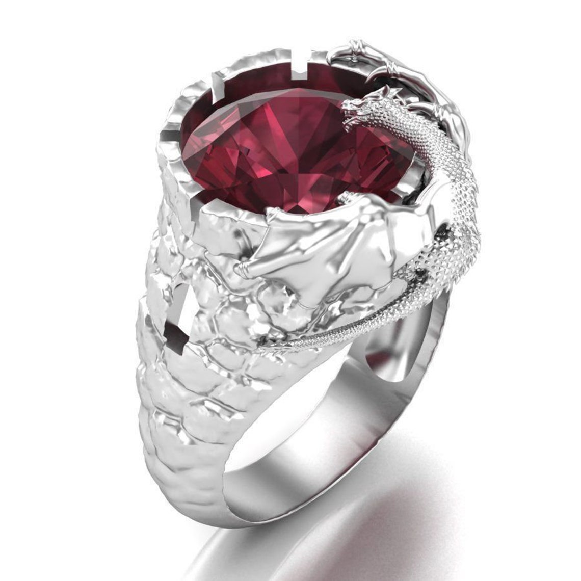 14kt Gold Over Dragon Ring Dragon Ring Garnet Ring Dragon | Etsy