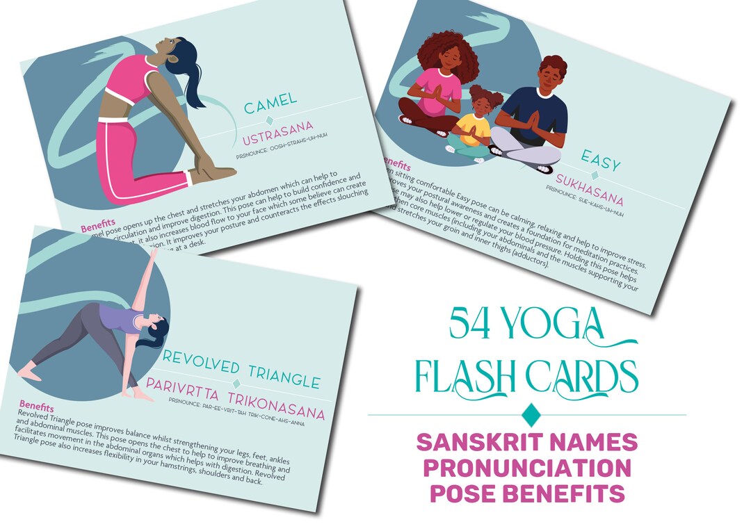 Yoga Asana/pose Flash Cards With Sanskrit Names and Benefits - Etsy