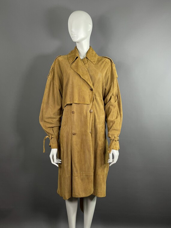 MICHEL KLEIN - 80s - Oversized perforated beige suede… - Gem