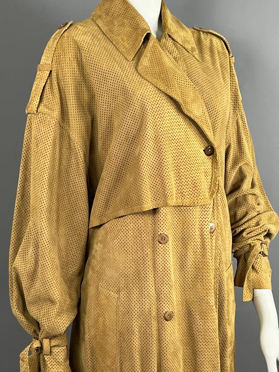 MICHEL KLEIN - 80s - Oversized perforated beige suede… - Gem