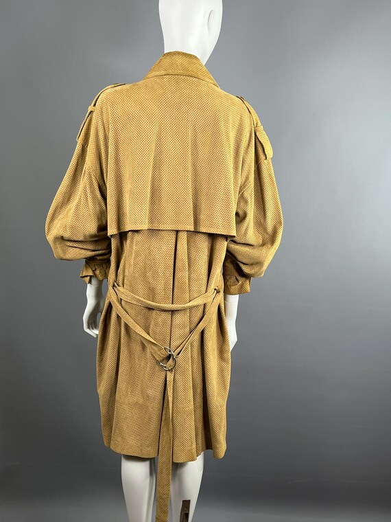 MICHEL KLEIN - 80s - Oversized perforated beige suede… - Gem