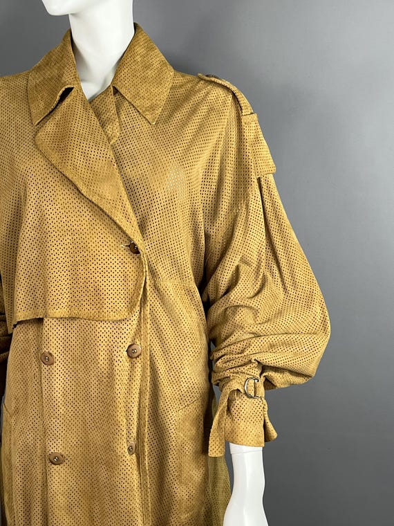 MICHEL KLEIN - 80s - Oversized perforated beige suede… - Gem