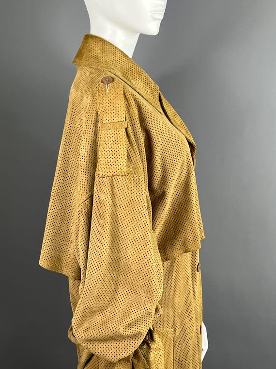 MICHEL KLEIN - 80s - Oversized perforated beige suede… - Gem