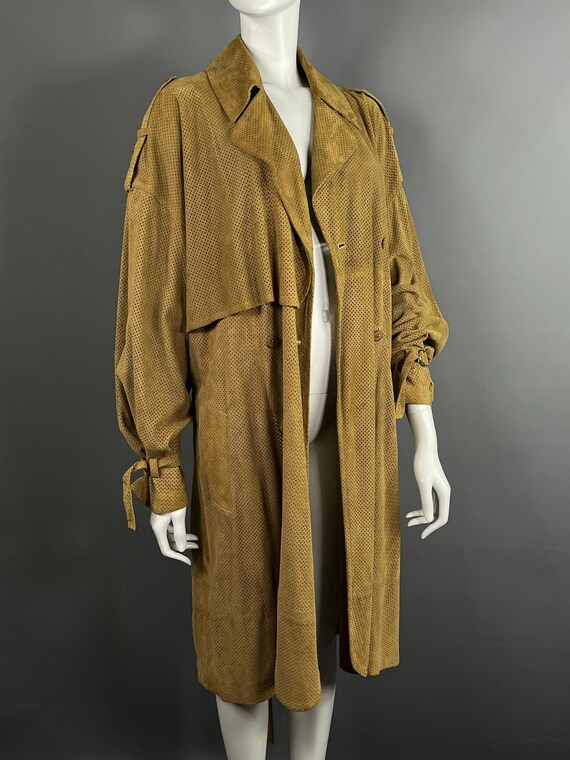 MICHEL KLEIN - 80s - Oversized perforated beige suede… - Gem