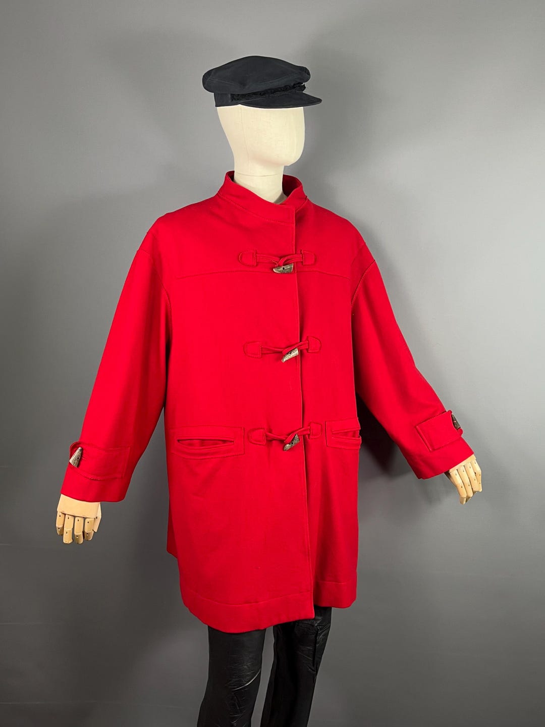 CLAUDE MONTANA - 90s - Duffle Coat in Red Wool Cloth - Etsy