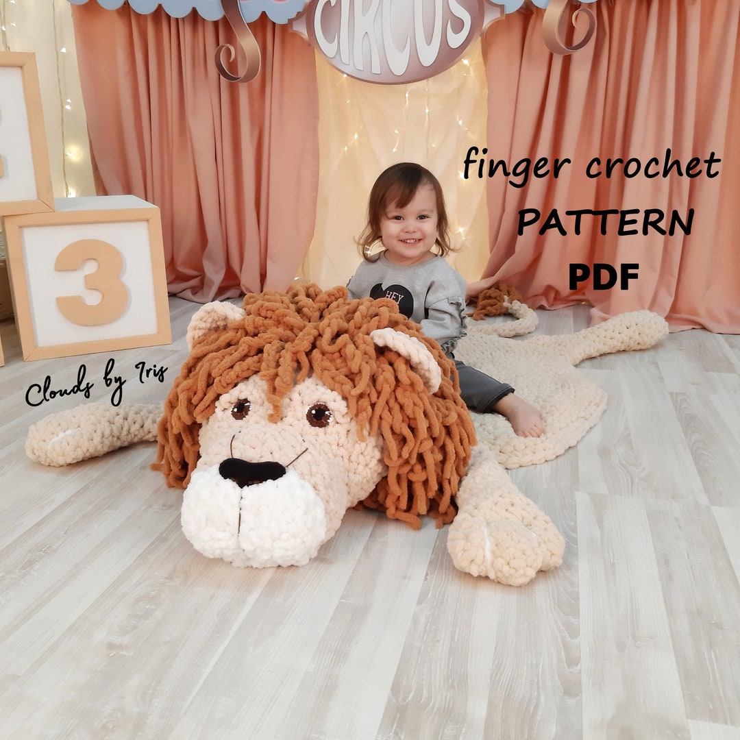 Lion Rug Pattern | Finger Crochet Pattern | PDF | Loop Yarn | Black ...