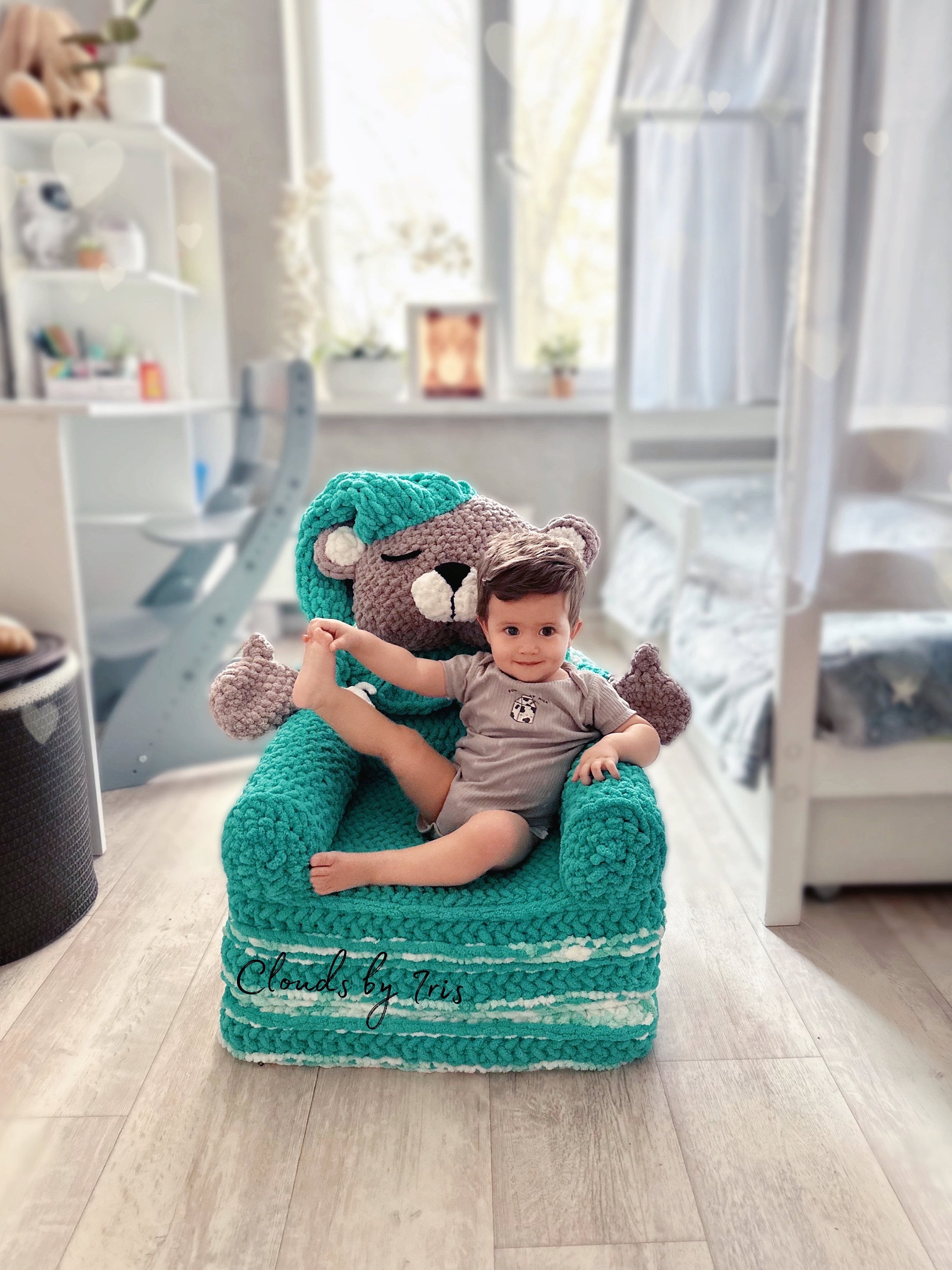 Finger Crochet Pattern Baby Armchair “bear” | Loop Yarn | PDF | Hand ...