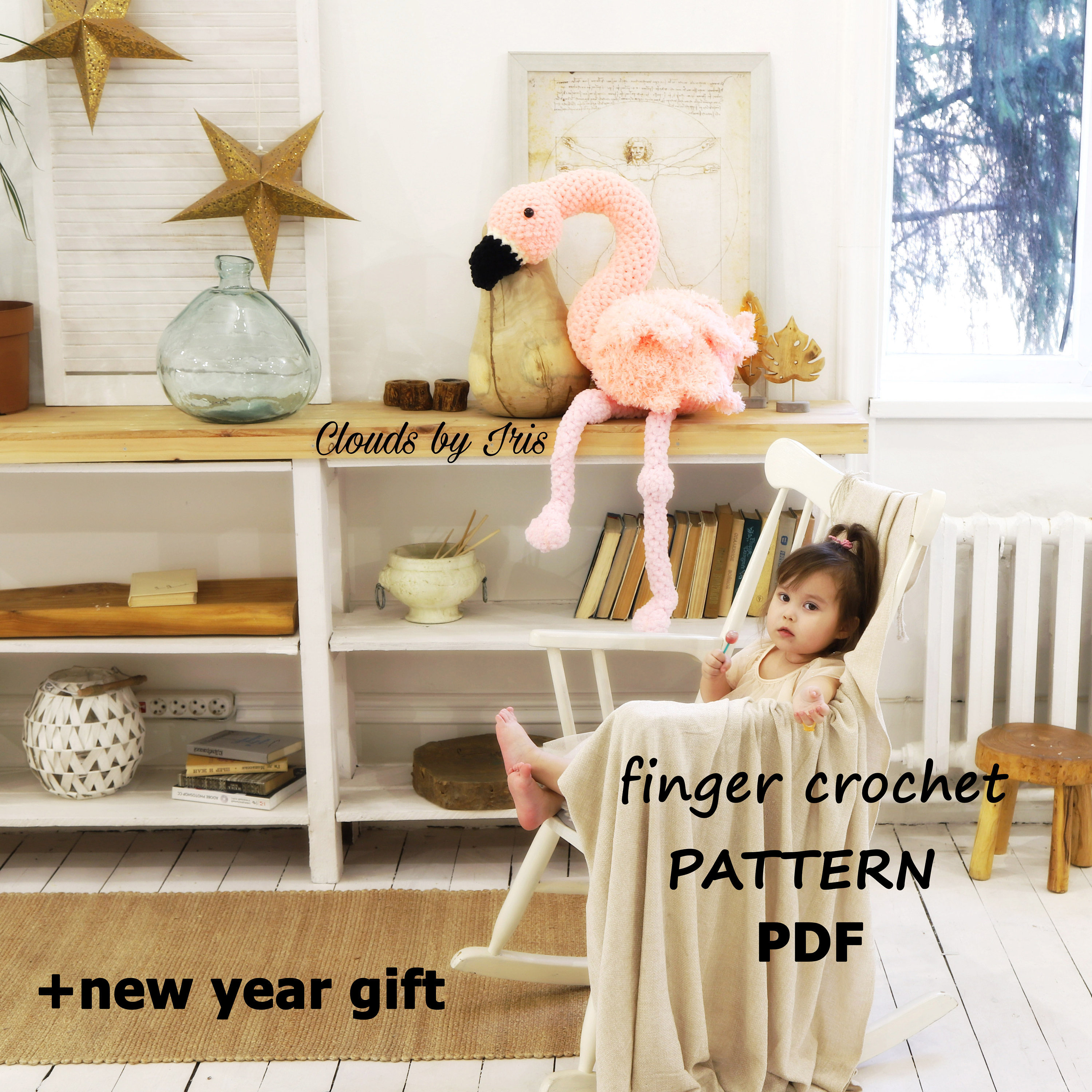 Finger crochet Pattern Plush toy flamingo Beleza | Etsy