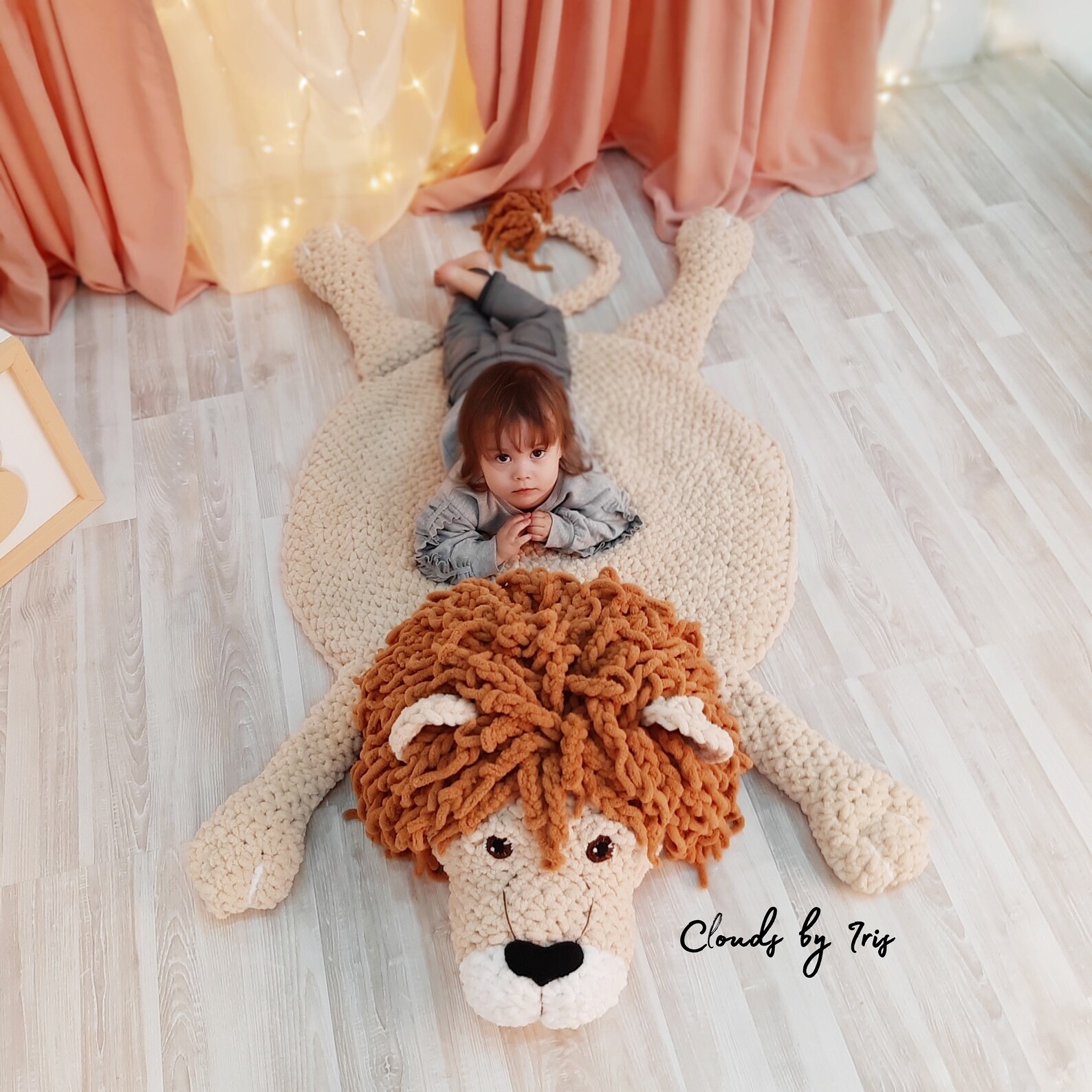 Lion Rug Pattern | Finger Crochet Pattern | PDF | Loop Yarn | Black ...