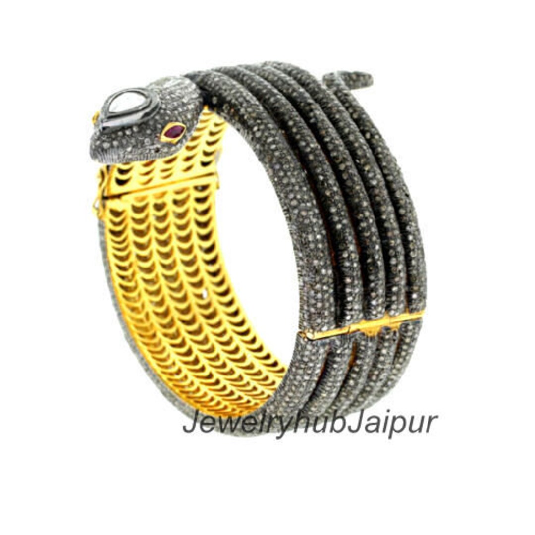 Handmade Victorian Bangle Snake Designer Full Diamond Bangle Jewelry ...