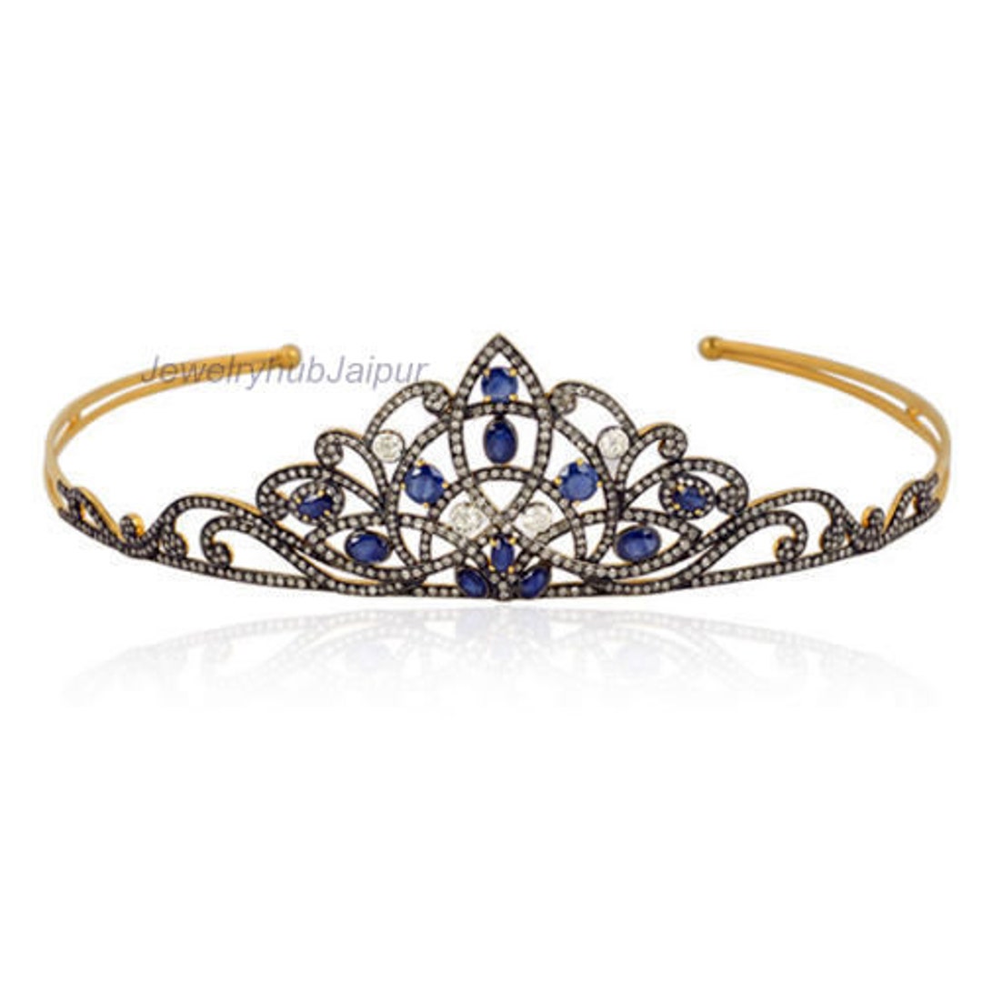 Handmade Victorian Tiara Rose Cut Diamond Polki Tiara 925 Sterling ...