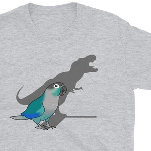 Turquoise Green Cheeked Conure T-rex T-shirt, Funny Parrot Tee, Bird ...