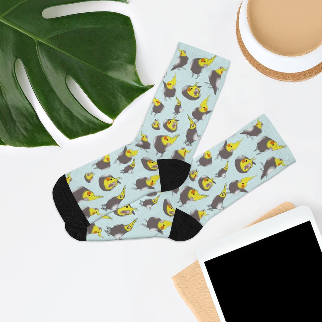 Cockatiel Pattern Birb Socks Calopsita Doodle Socks Parrot - Etsy