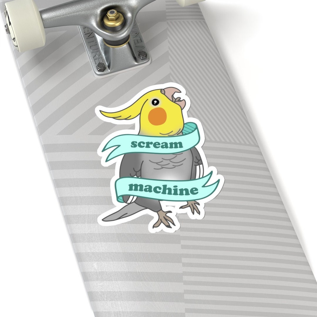 Scream Machine Cockatiel Sticker, Cute Cockatiel Parrot Kiss-cut ...