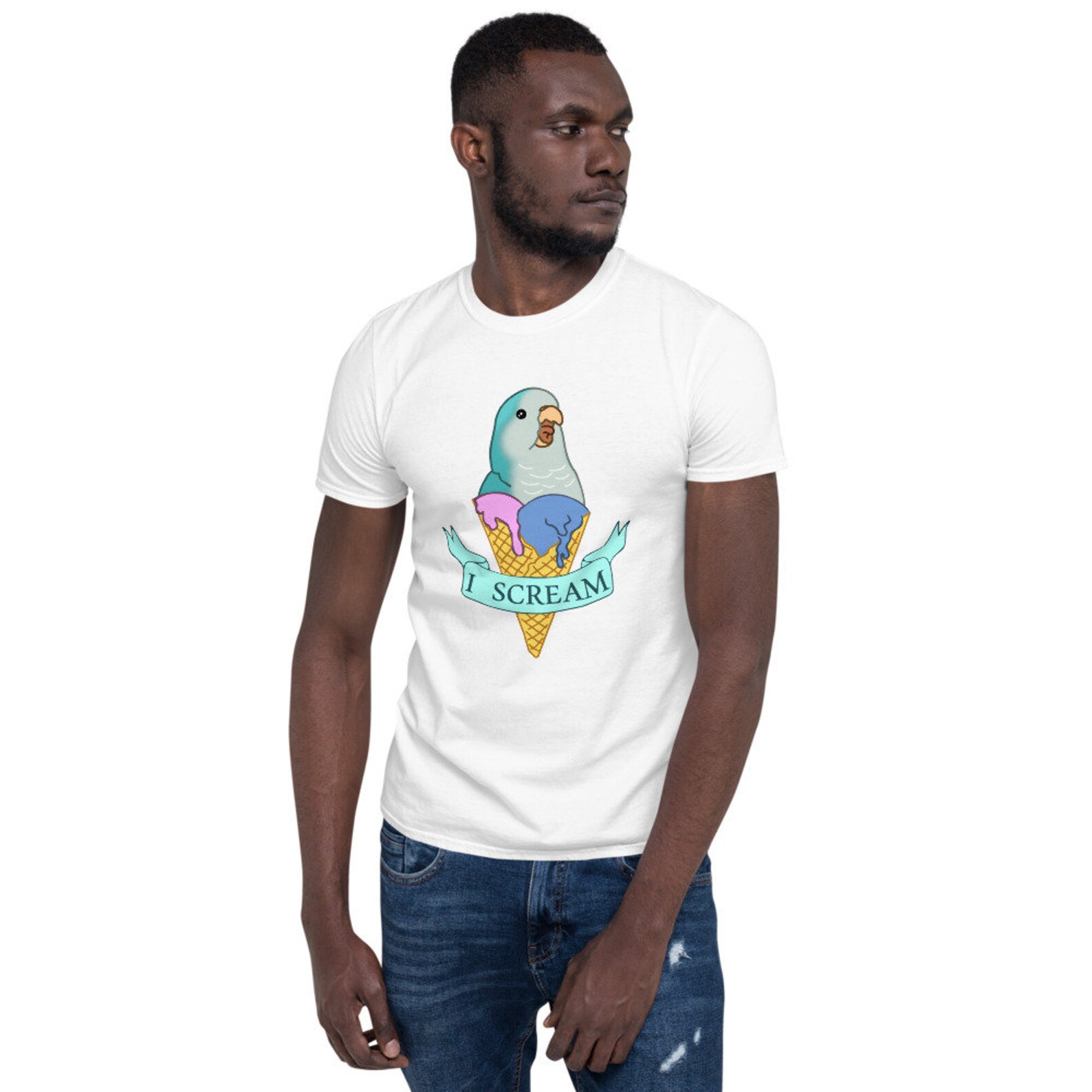 I Scream Ice Cream Blue Quaker Parrot T-shirt Funny Monk - Etsy