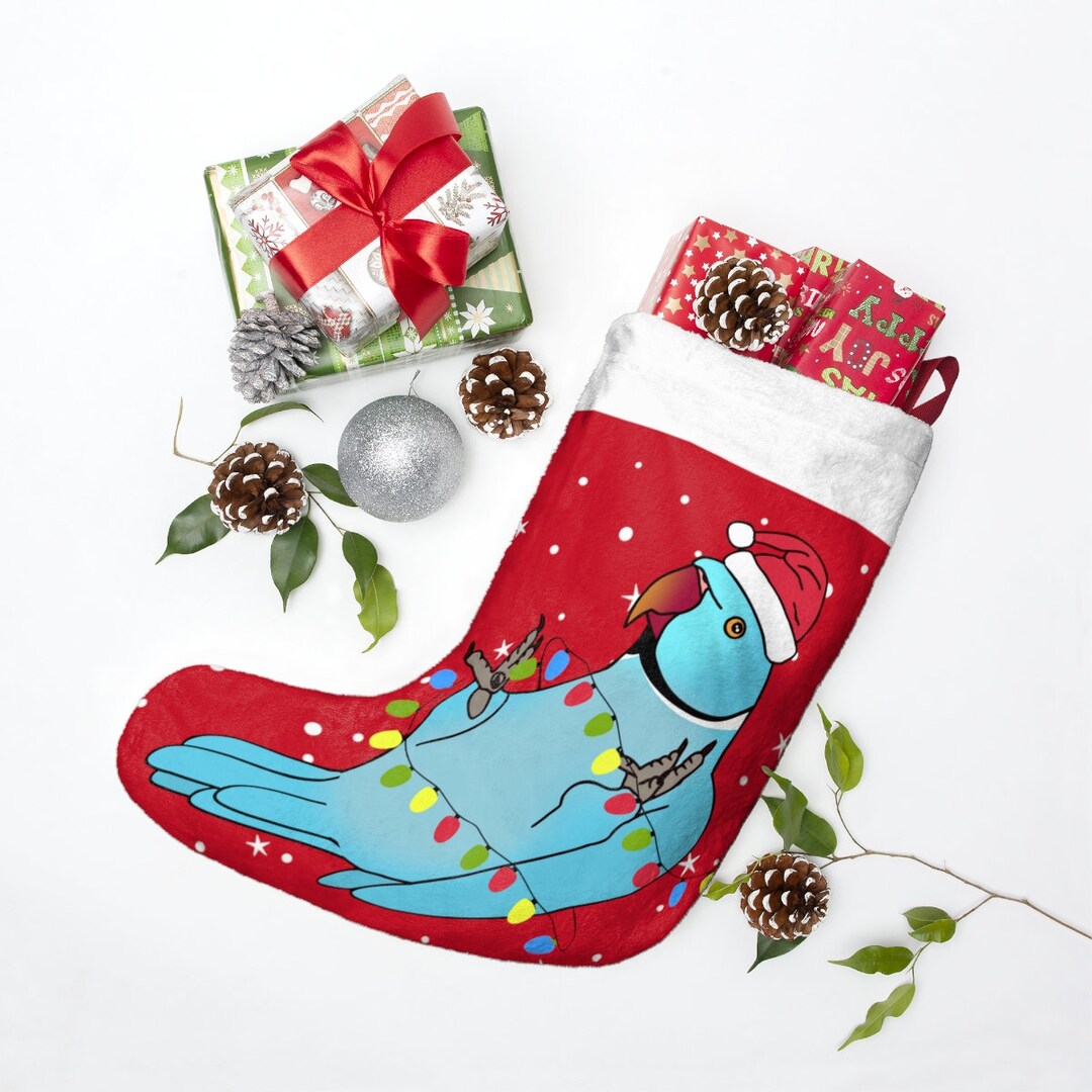 Blue Indian Ringneck Christmas Stockings, Parrot Owner Gift Idea, Funny ...