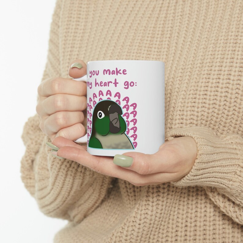 Funny Green Cheeked Conure Mug, Parrot Valentine's Gift - Etsy Australia