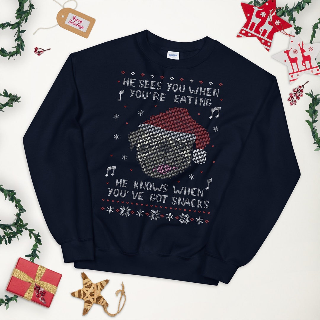 Snack Mops Weihnachten Sweatshirt, Ugly Xmas Pullover, Mops Liebhaber ...