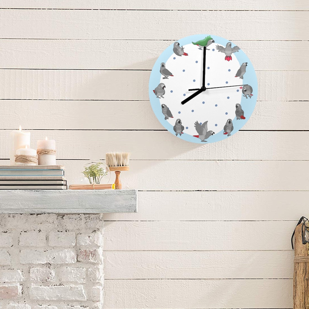 African Grey Clock, Bird Wooden Clock, Parrot Wall Clock, Parrot Sign ...