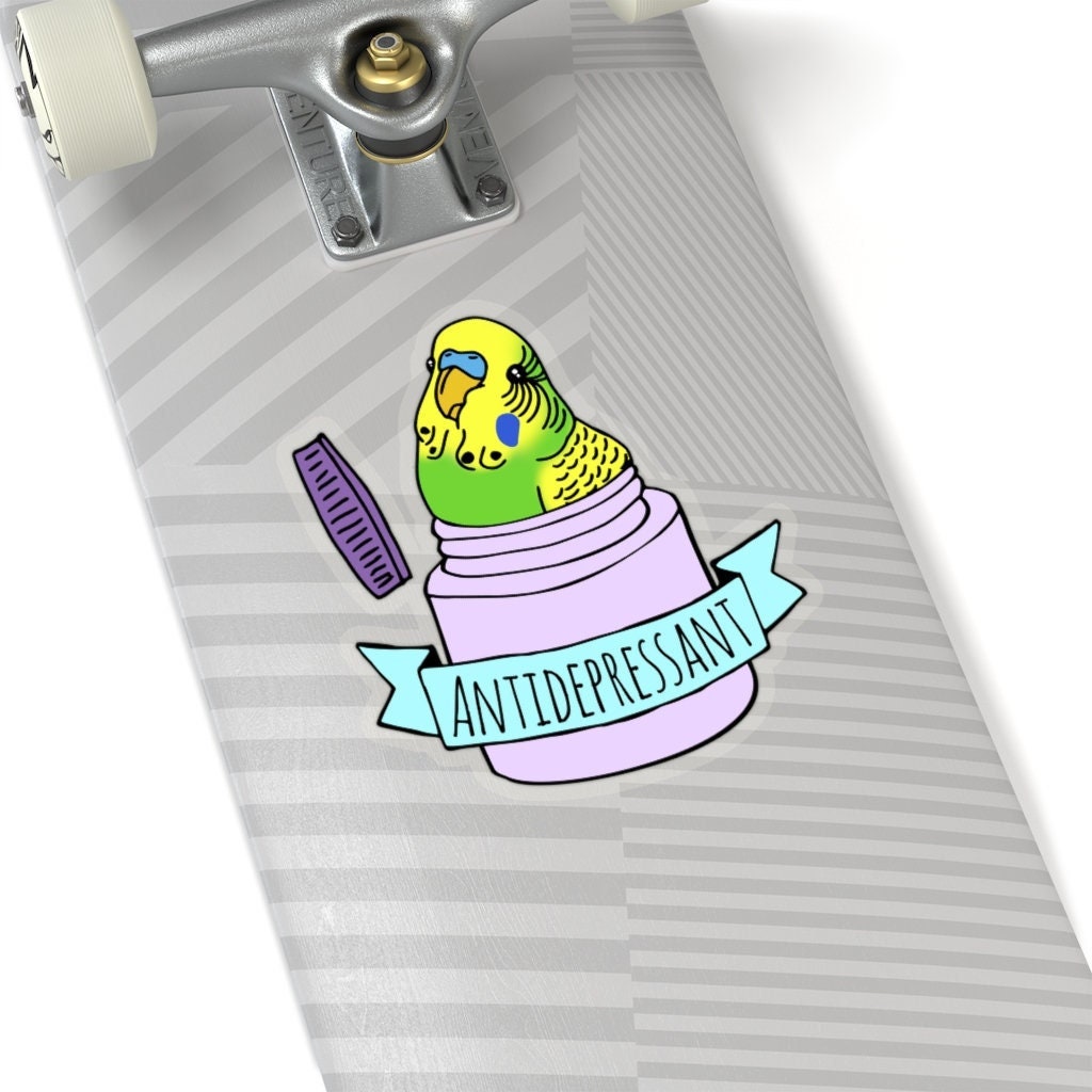 Antidepressant Green Budgie Sticker Cute Budgie Kiss-cut | Etsy
