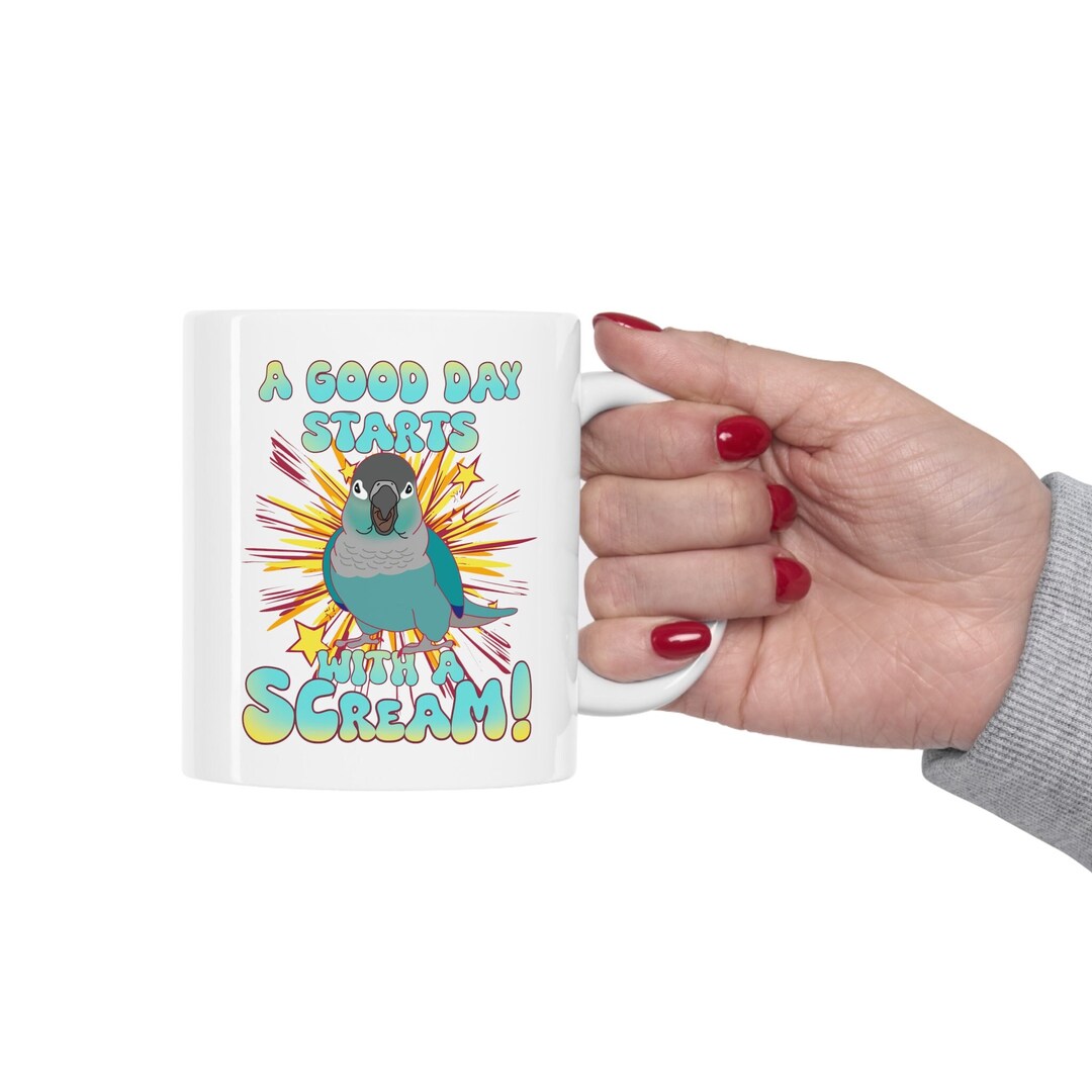 Screaming Turquoise Conure Mug: Funny Parrot Birb Meme, 11oz - Etsy