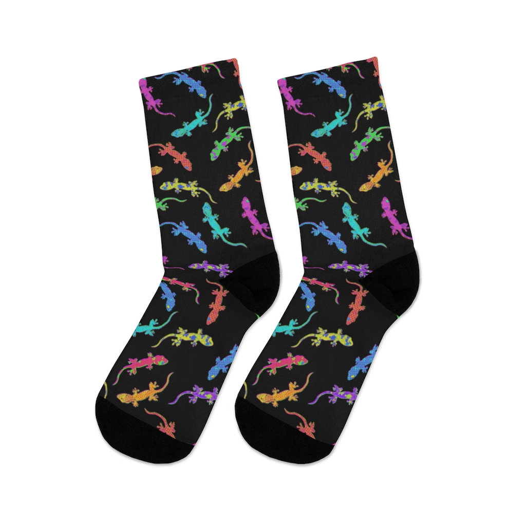 Gecko Doodle Pattern Socks Reptile Lover Sublimation Socks. - Etsy